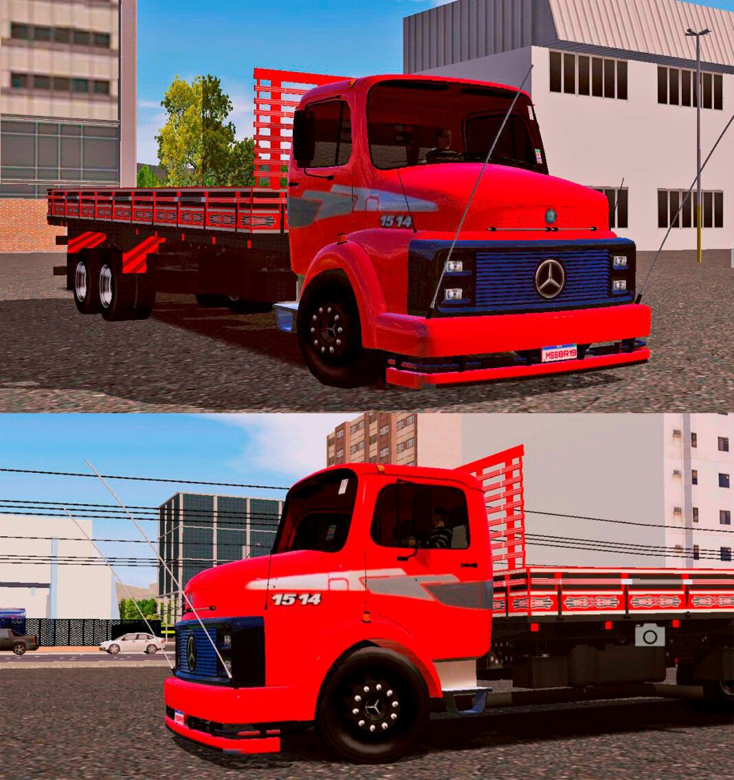 Skins Mercedes Benz 1313 Vermelho Com Faixas ‘MAIS QUALIFICADO VERDUREIRO’ | Rodrigo Games