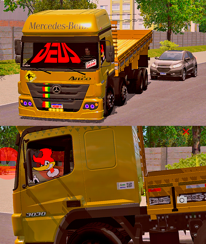 Skins Mercedes Benz Atego Dourado ‘VERDUREIRO TOP’ | Rodrigo Games