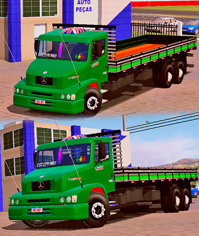 Skins Mercedes Benz 1620 Verde Qualificado Verdureiro Com Rodas Pretas | Rodrigo Games