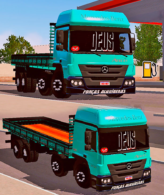 Skins Mercedes Benz Atego Verde Agua ‘QUALIFICADO VERDUREIRO’ | Rodrigo Games