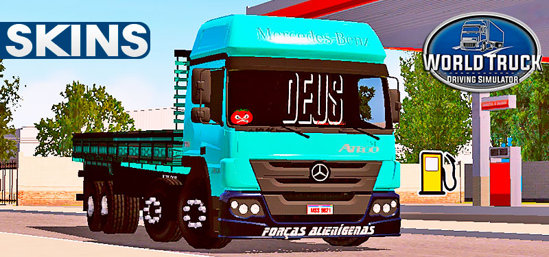 Skins Mercedes Benz Atego Verde Agua ‘QUALIFICADO VERDUREIRO’ | Rodrigo Games